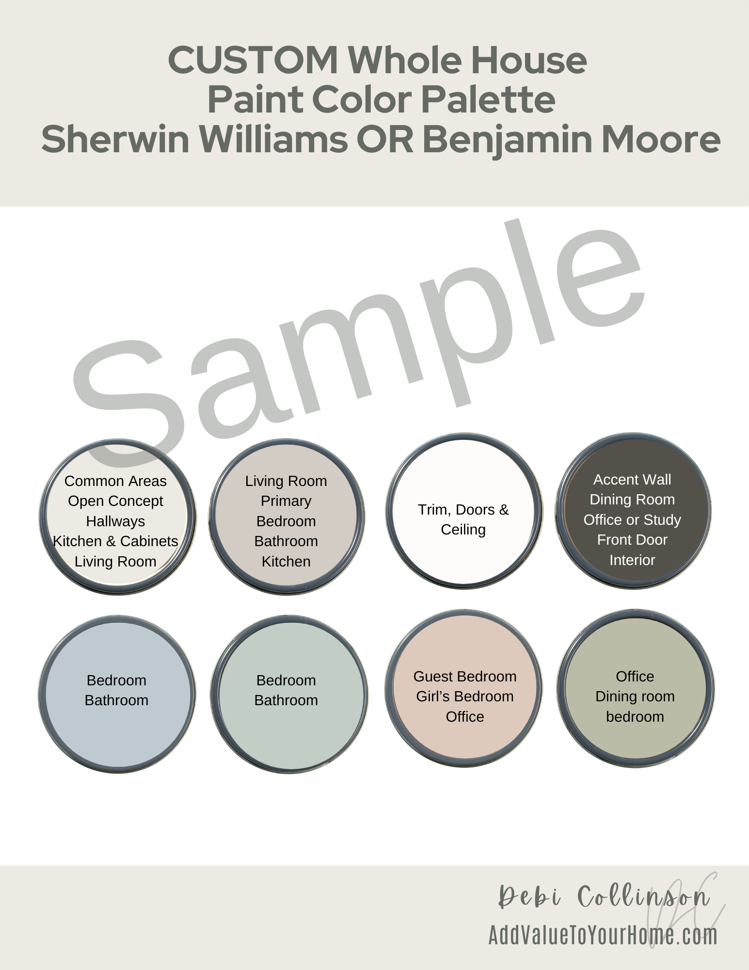CUSTOM Whole House Interior Paint Color Palette – Add Value To Your ...